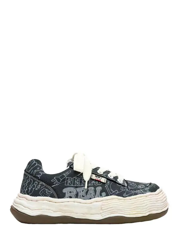 Mihara Yasuhiro Oliver Og Print Cotton Sneakers - Grey