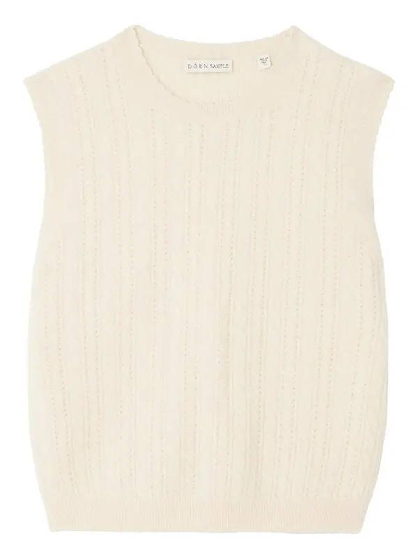 DÔEN Louden Cropped Cable-knit Cashmere Vest - Neutrals