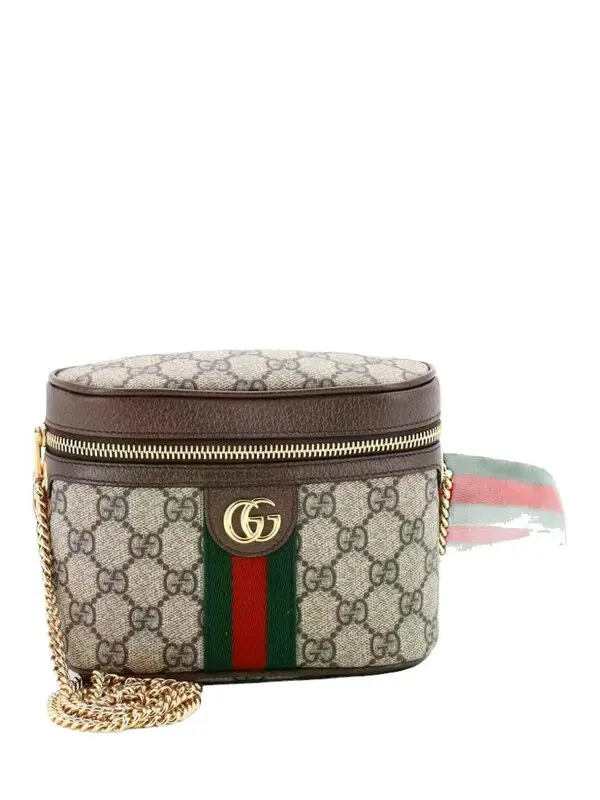 Gucci Ophidia Chain Gg Coated Canvas Small Belt Bag - Brown