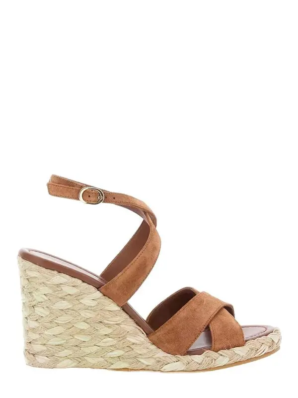 STUART WEITZMAN Alyssa Crossover Wedge Sandals - Brown