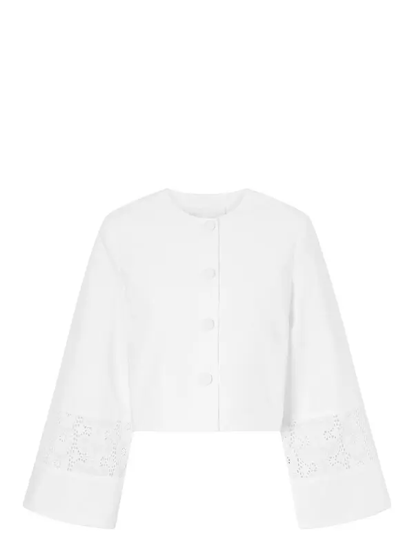 DESTREE Cotton-poplin Jacket With Broderie Anglaise Trims - White