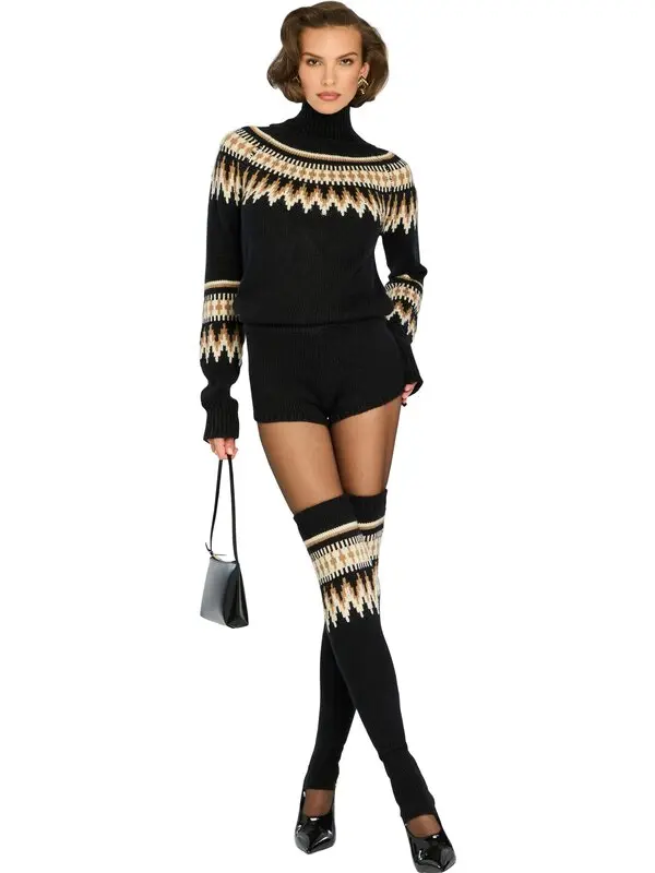 SEROYA Rocky Knit Romper - Black