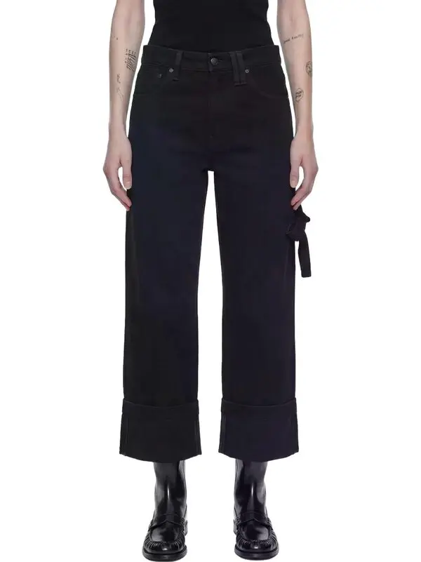 Simone Rocha Tie Detail Cropped Jeans - Black
