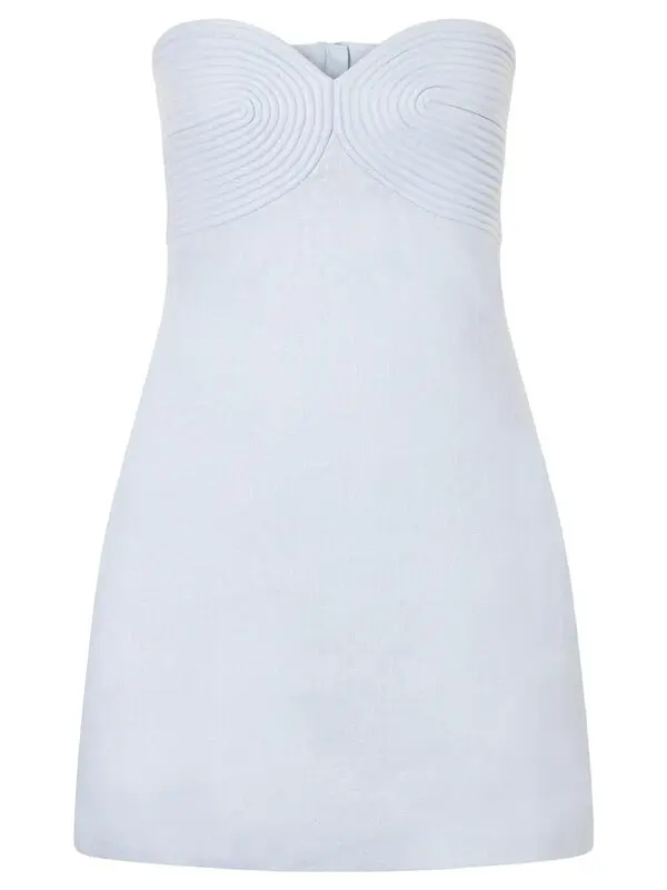 ANDRES OTALORA Amari Ama Strapless Embroidered Linen Mini Dress - Blue