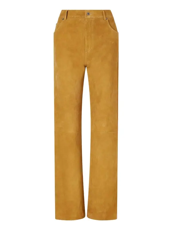 Loewe High-rise Straight-leg Suede Pants - Camel