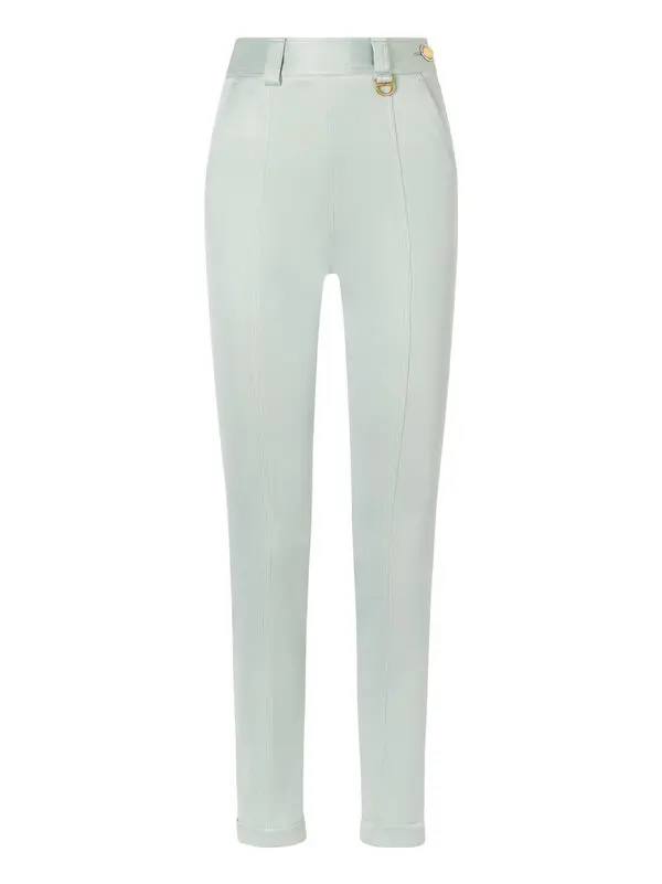 Chloé Cropped Satin-trimmed Stretch-jersey Leggings - Blue