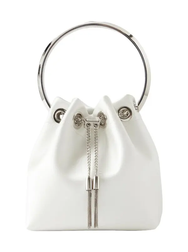 JIMMY CHOO Bon Bon Crystal-embellished Bucket Bag - Ivory