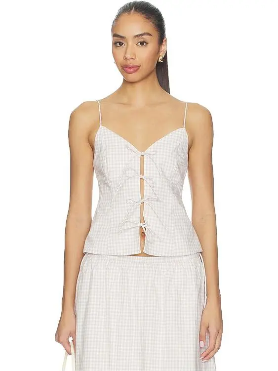 ELODIE THE LABEL Vionnet Top - Taupe Gingham