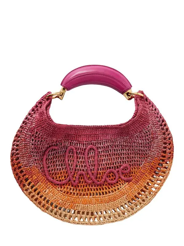 Chloé Leather-trimmed Embroidered Raffia Tote - Multi