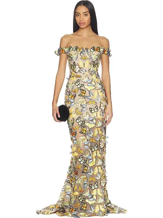 BRONX AND BRONCO Bella Butterfly Jasmine Gown - Multi
