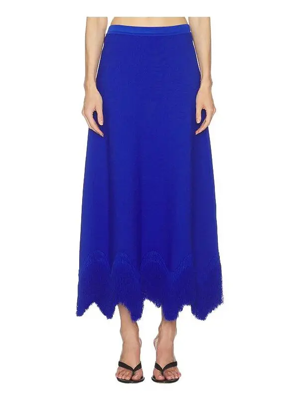 Ulla Johnson Paulina Knit Fringe Skirt - Cobalt