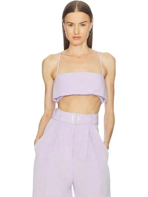 Matthew Bruch Structured Bandeau Crop Top - Lavender Tencel Linen