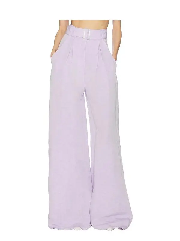 Matthew Bruch Wide Leg Pleated Pant - Lavender Tencel Linen