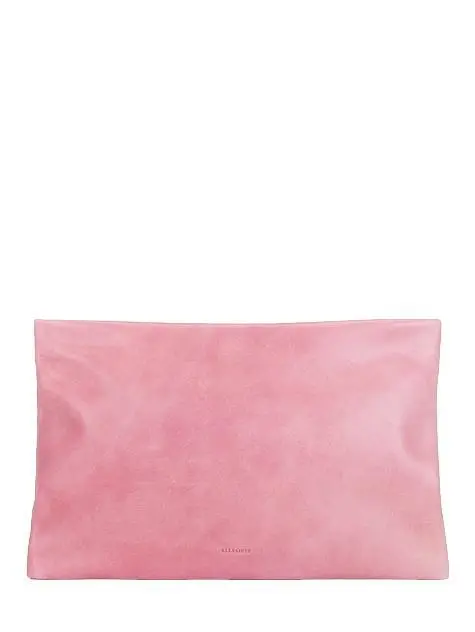 ALLSAINTS Bettina Leather Clutch - Raspberry Pink