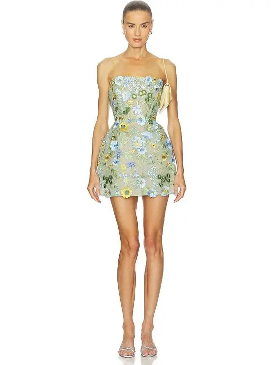 BRONX AND BRONCO Portofino Floral Jasmine Maraya Strapless Mini Dress - Blue Multi