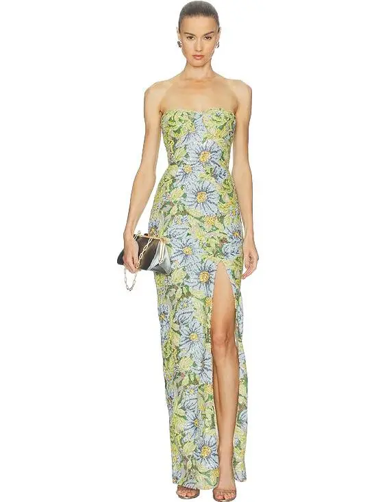 BRONX AND BRONCO Valentina Pailette Veronica Maxi Dress - Yellow Multi