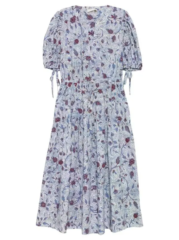 Ulla Johnson Adriana Gathered Floral Midi Dress - Blue
