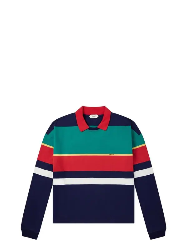 Versace Logo-embroidered Striped Cotton-jersey Sweatshirt - Multi