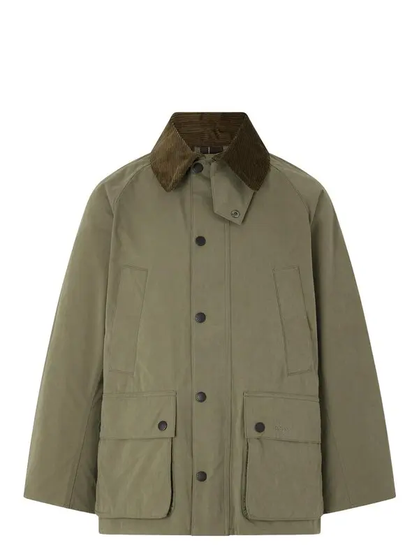 Barbour Bedale Corduroy-trimmed Waxed Woven Jacket - Green