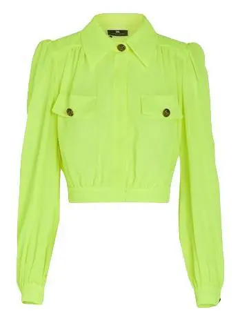 Elisabetta Franchi Georgette Shirt With Appliqués - Green