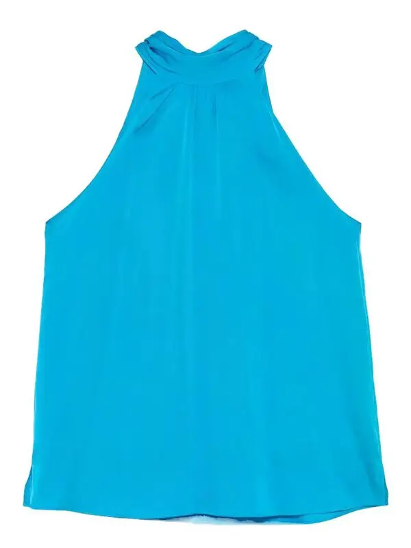 NOUVELLE SILK95FIVE Gathered Halter Top - Blue
