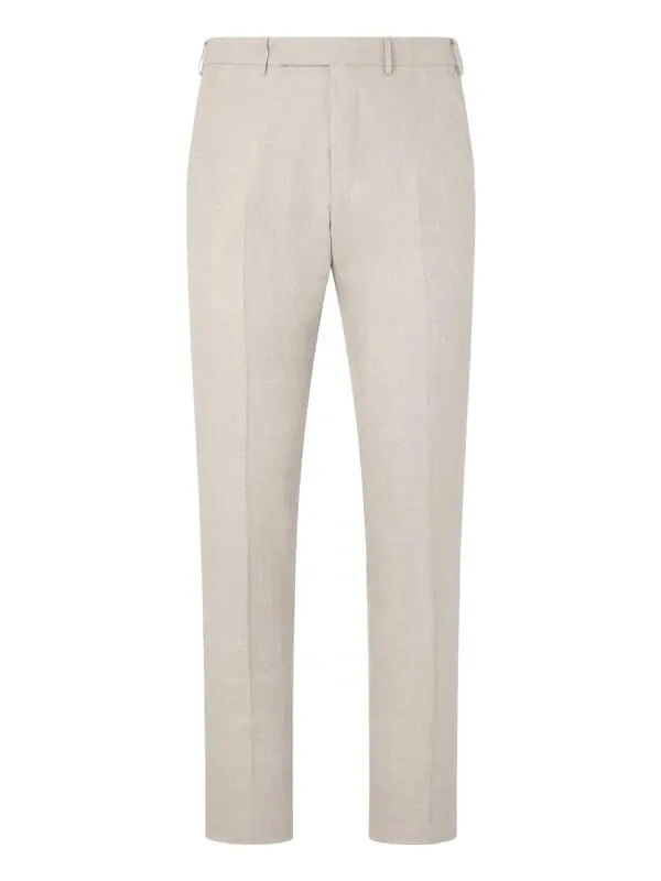 Zegna Slim-fit Tapered Wool, Linen, And Silk-blend Trousers - Gray