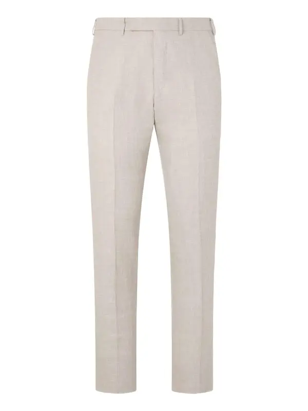 Zegna Slim-fit Tapered Wool, Linen, And Silk-blend Trousers - Light Gray