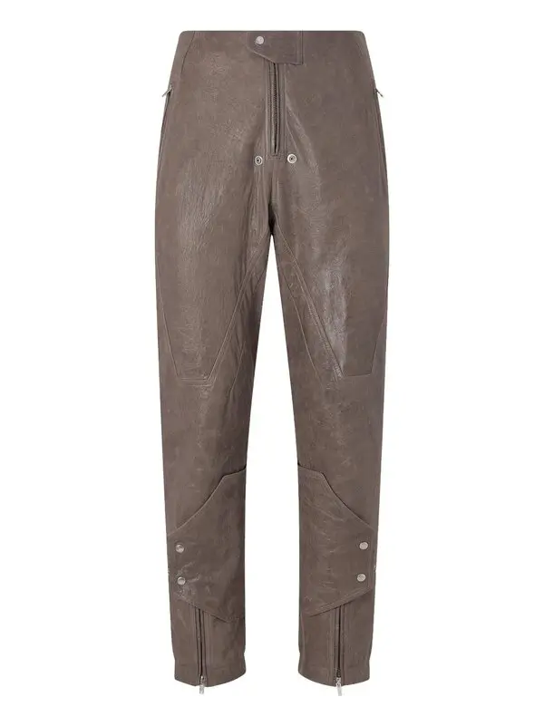 Rick Owens Motopants Panelled Leather Trousers - Brown