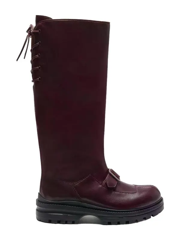 LILI CURIA Joan Buckle Lace-up Boots - Brown