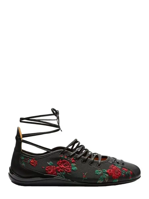 LILI CURIA Isolde Rose Jacquard Ballet Sneakers - Black