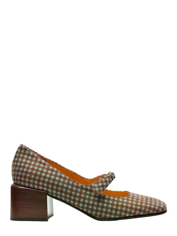 LILI CURIA Gingham Mary Jane Ballet Flats - Brown