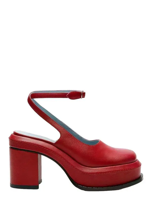 LILI CURIA Nico Platform Heel Mules - Red