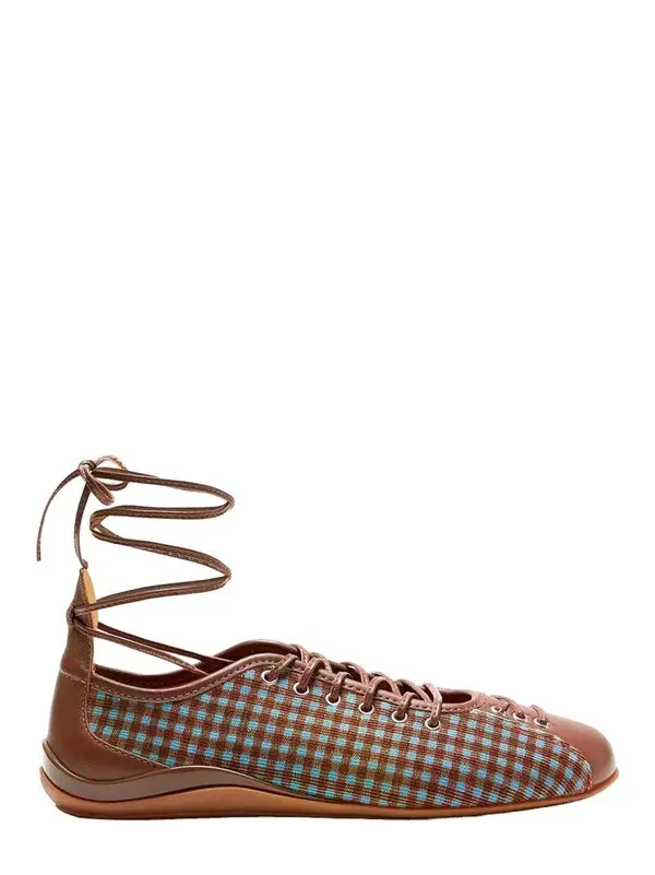 LILI CURIA Isolde Ghillie Lace-up Ballerinas - Brown