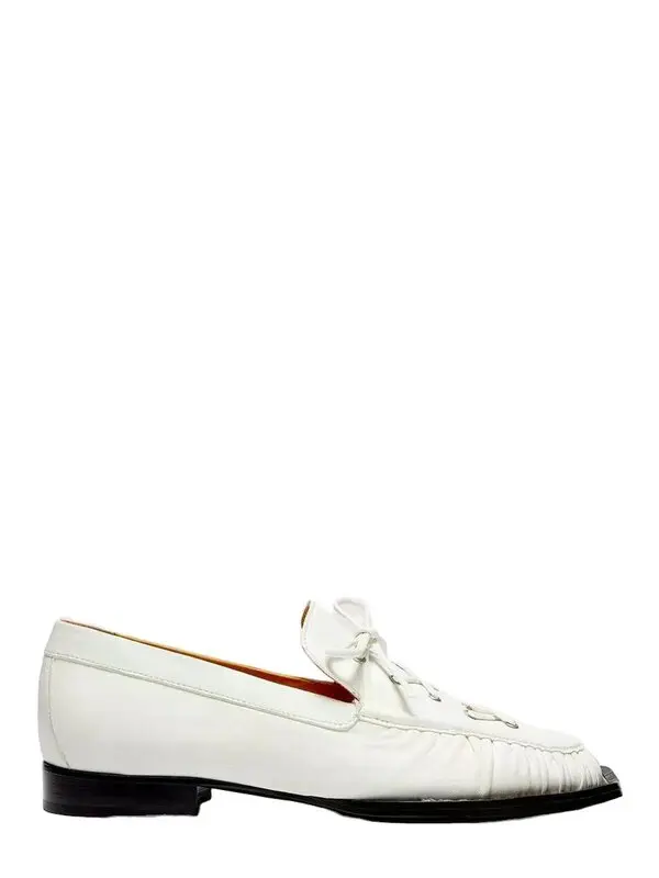 LILI CURIA Lace-up Ruffled Loafers - White