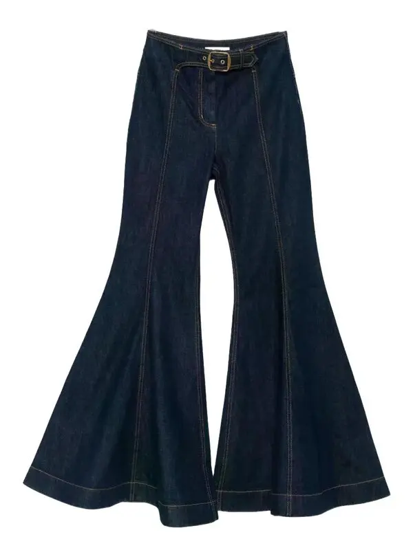 Zimmermann Luna Belted Flare Jeans - Blue