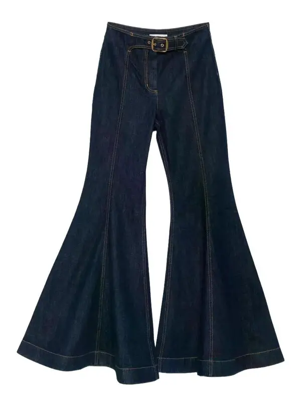 Zimmermann Luna Belted Flare Jeans - Blue