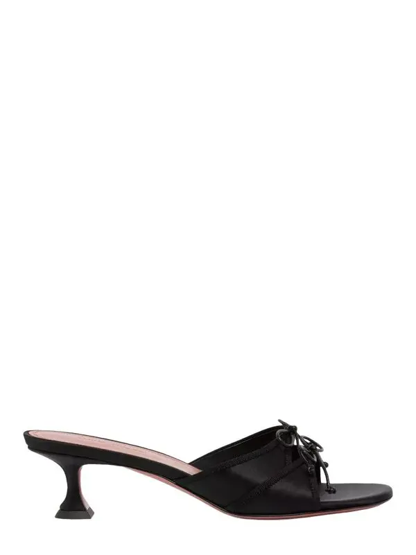Amina Muaddi Eleonora Bow Silk Sandals - Black
