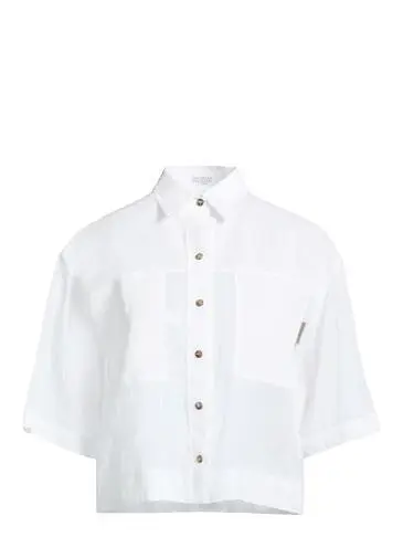 Brunello Cucinelli Woven Shirt With Chest Pockets - White