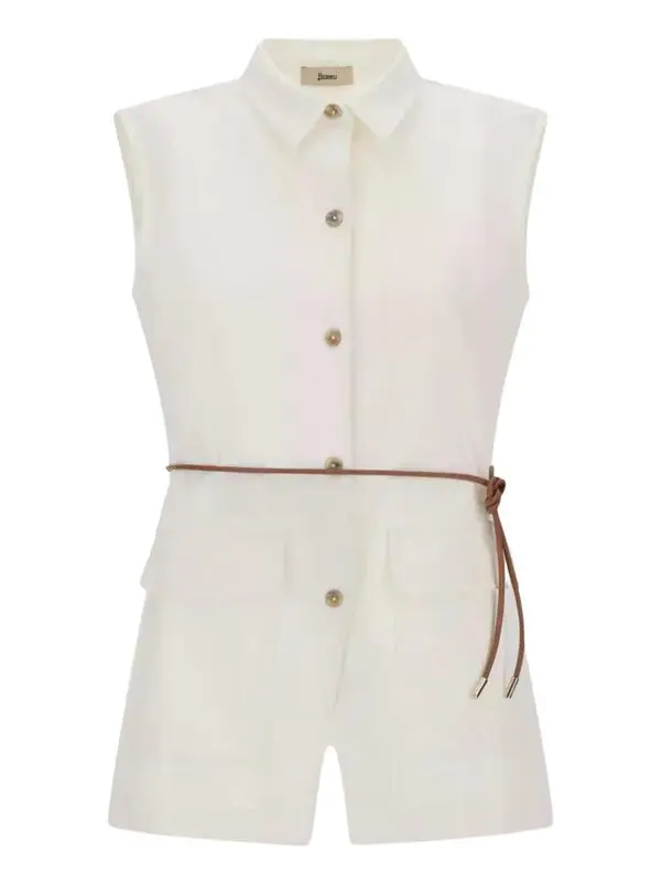 Herno Buttoned Waistcoat With Belt - Neutrals