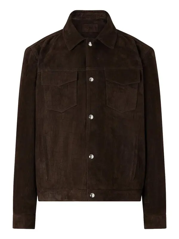 Mr P. Croc-effect Suede Jacket - Brown