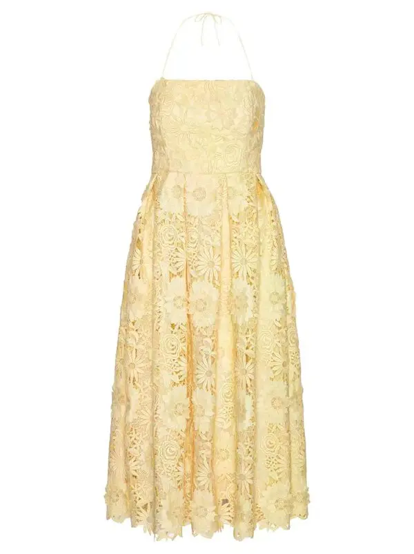 ROTATE BY BIRGER CHRISTENSEN Lace Midi Dress - Yellow