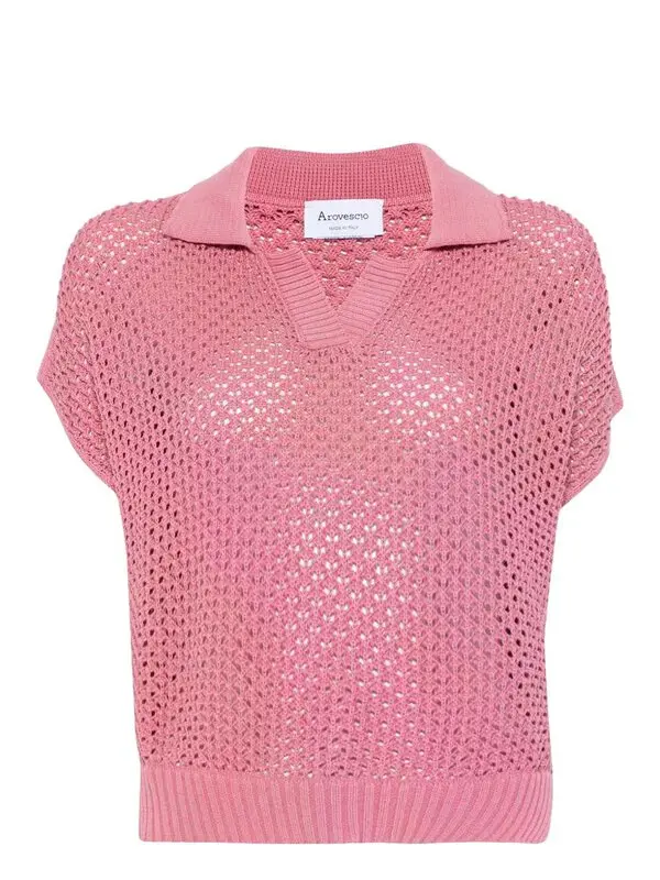 AROVESCIO Polo-collar T-shirt - Pink