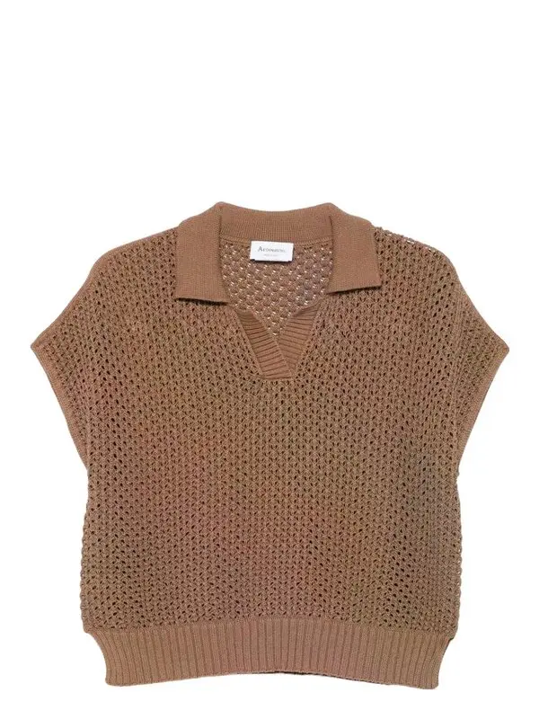AROVESCIO Polo-collar T-shirt - Brown