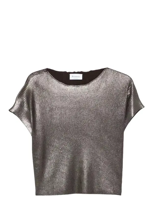 AROVESCIO Ribbed-knit T-shirt - Black