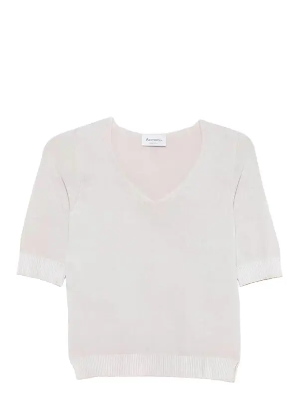 AROVESCIO V-neck Knitted T-shirt - Neutrals