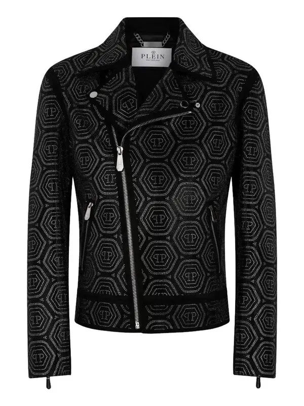 Philipp Plein Monogram Biker Jacket - Black