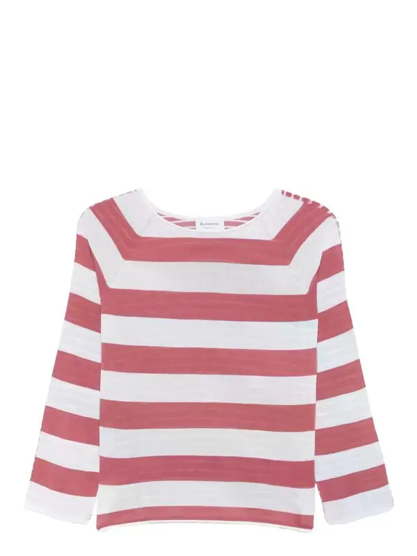 AROVESCIO Striped Pattern T-shirt - Pink