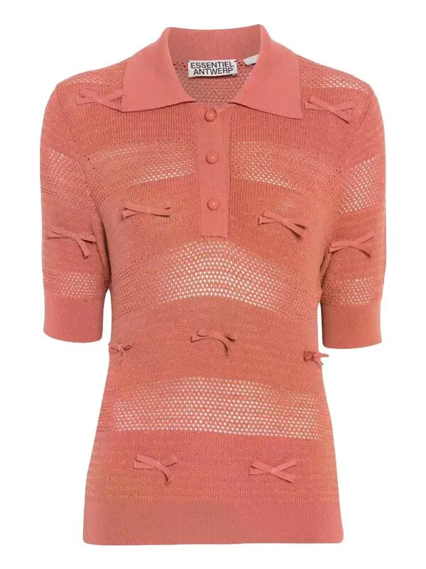 Essentiel Antwerp Bow-detail Polo Shirt - Pink