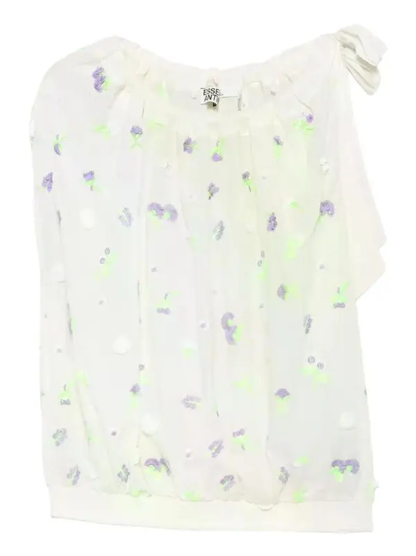 Essentiel Antwerp Jomme Floral-embroidered Top - Neutrals