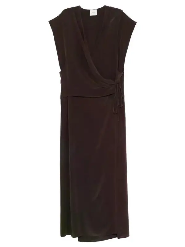 ALYSI V-neck Midi Dress - Brown